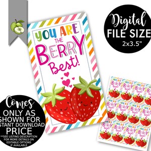 You Are the Berry Best, Thank You Gift Tag, Strawberry Fruit Tag ...