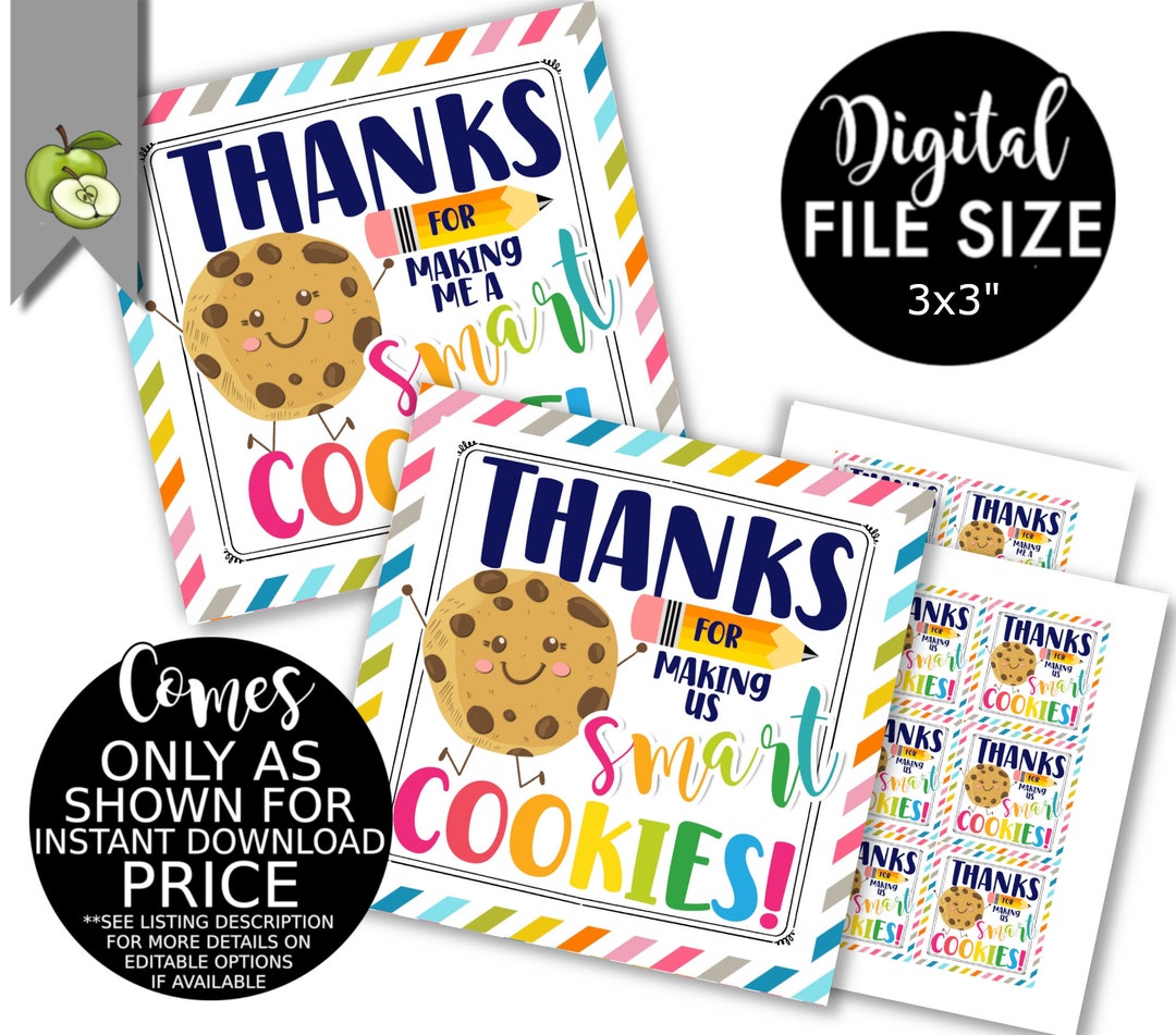 Thanks for Making Me a Smart Cookie Gift Tags & Making Us Smart Cookies ...