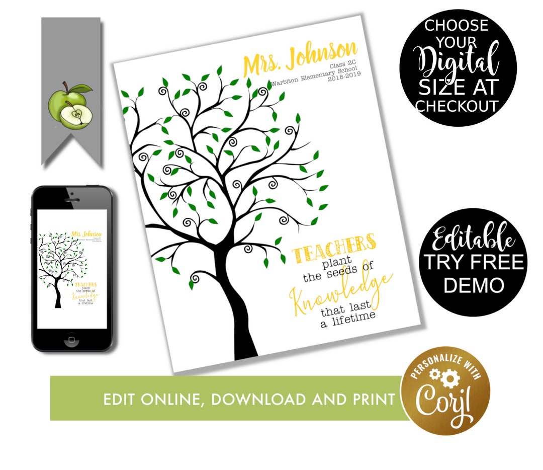 Editable Teacher Appreciation Class Tree Gift Template Tree - Etsy