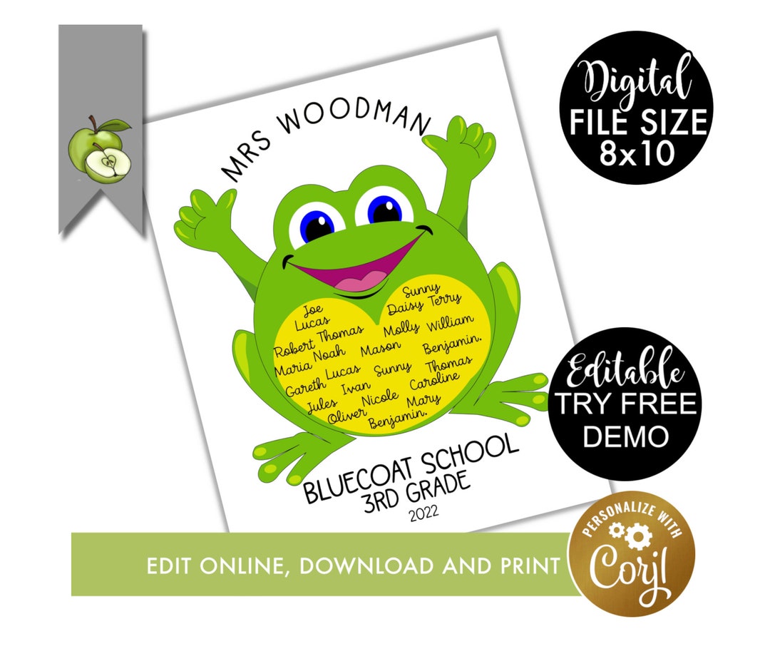 Editable Teacher Appreciation Frog Printable, Kindergarten Nursery ...
