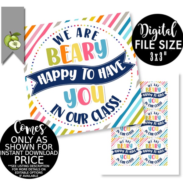 Beary Happy to Have You in Class - Etsy