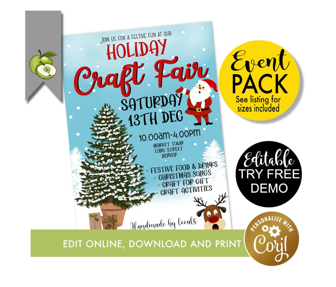 EDITABLE Holiday Craft Fair Flyer, Winter Market, Holiday Bazaar Flyer ...