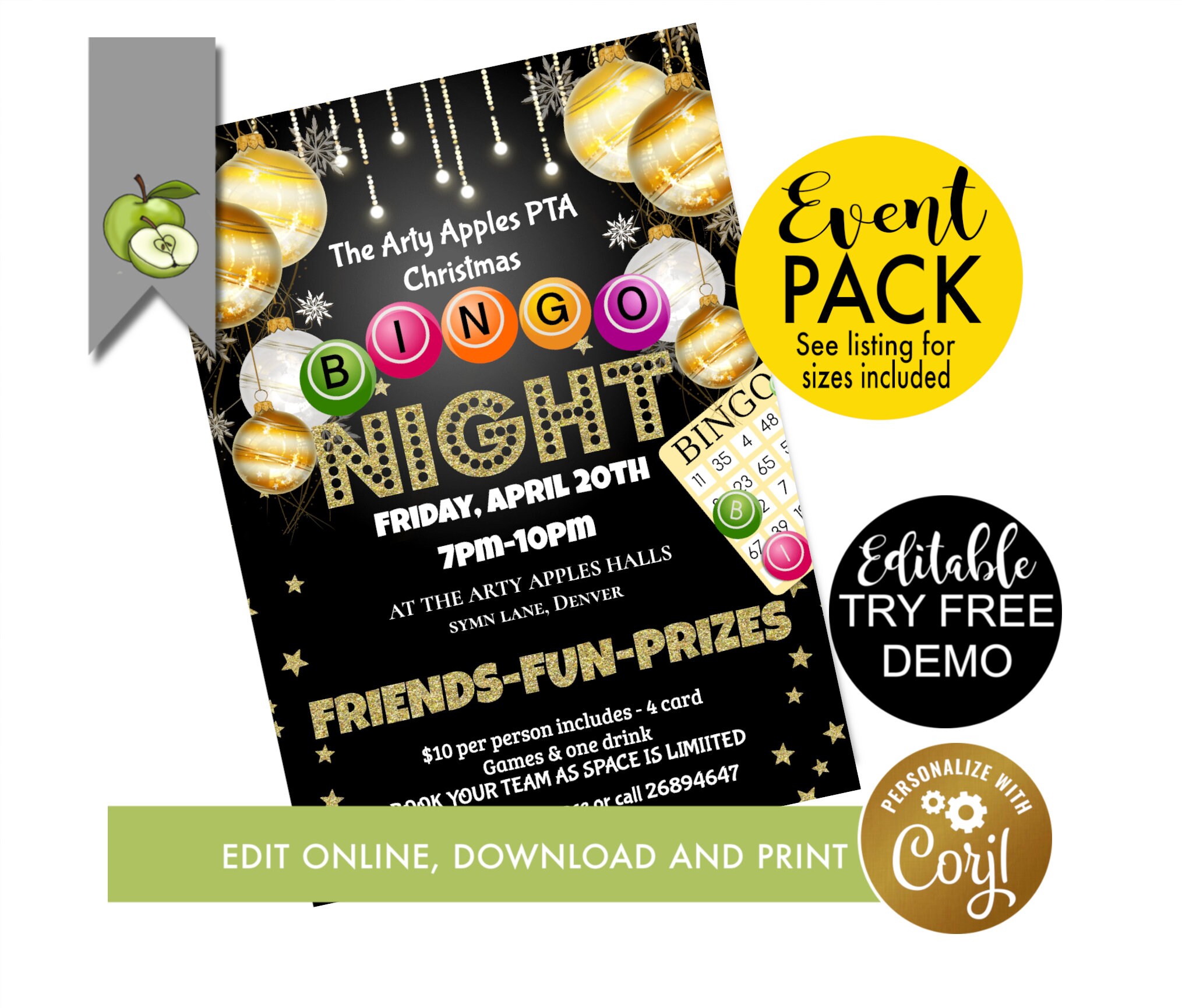 Christmas Bingo Night Flyer Editable Fundraiser Bingo Night - Etsy UK
