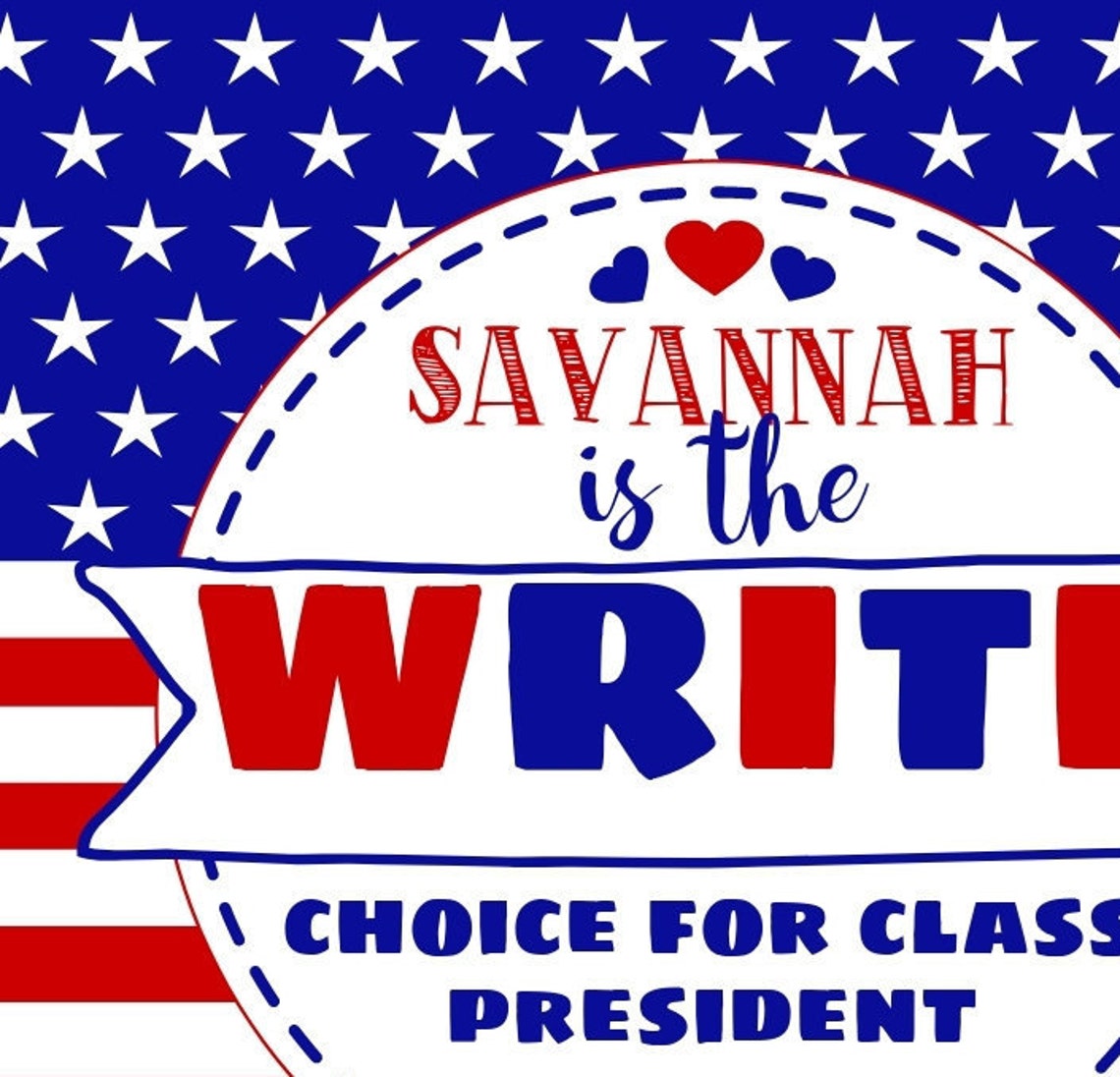 Editable Vote Editable Tag Class President American Flag - Etsy