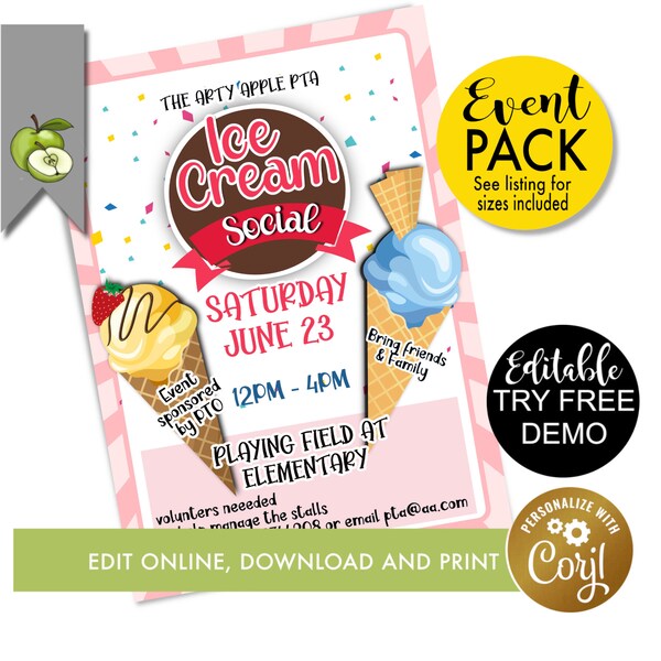 Ice Cream Social Flyer - Etsy
