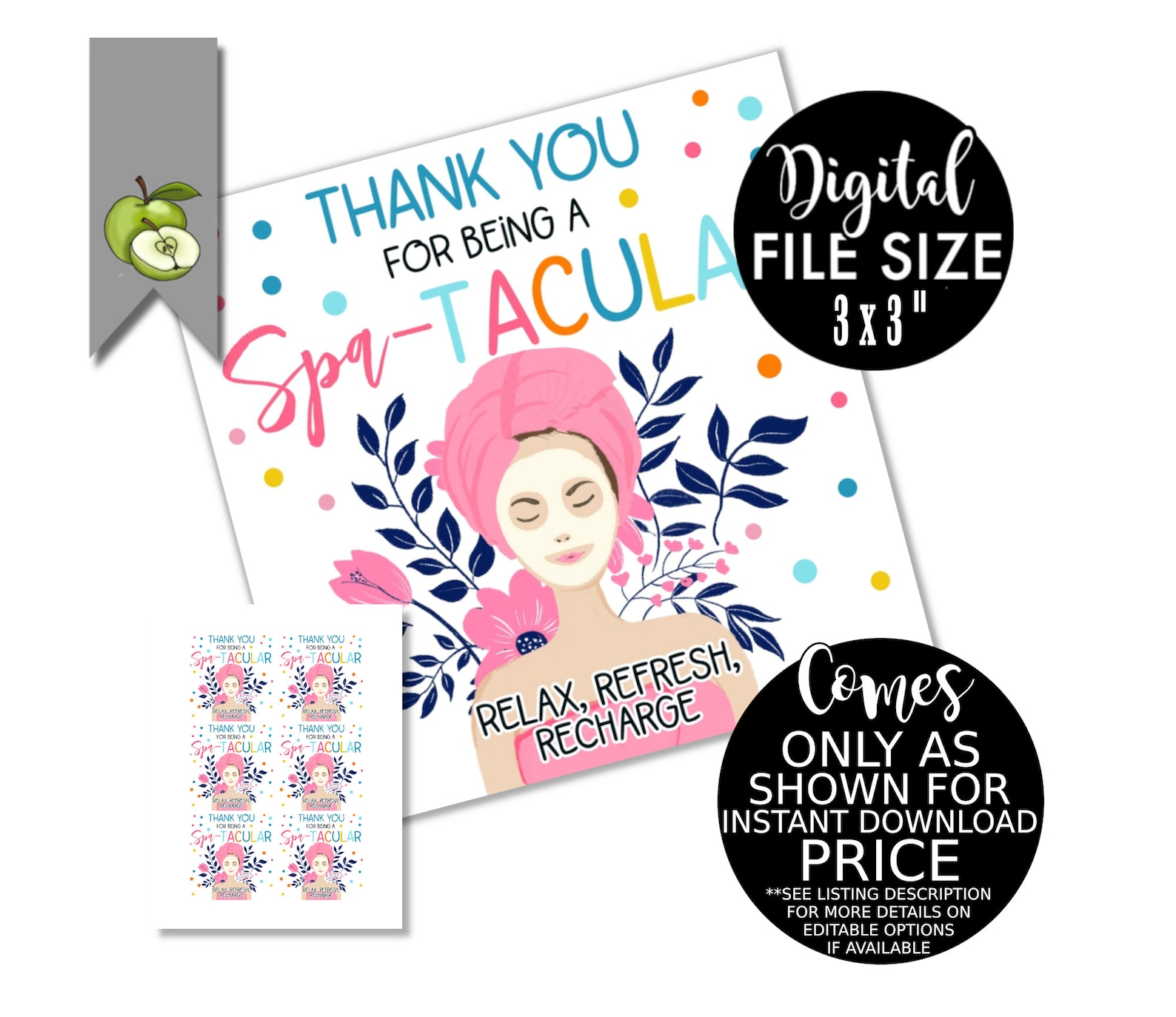 Spa Thank you gift tag spa Day treat yourself Teacher | Etsy