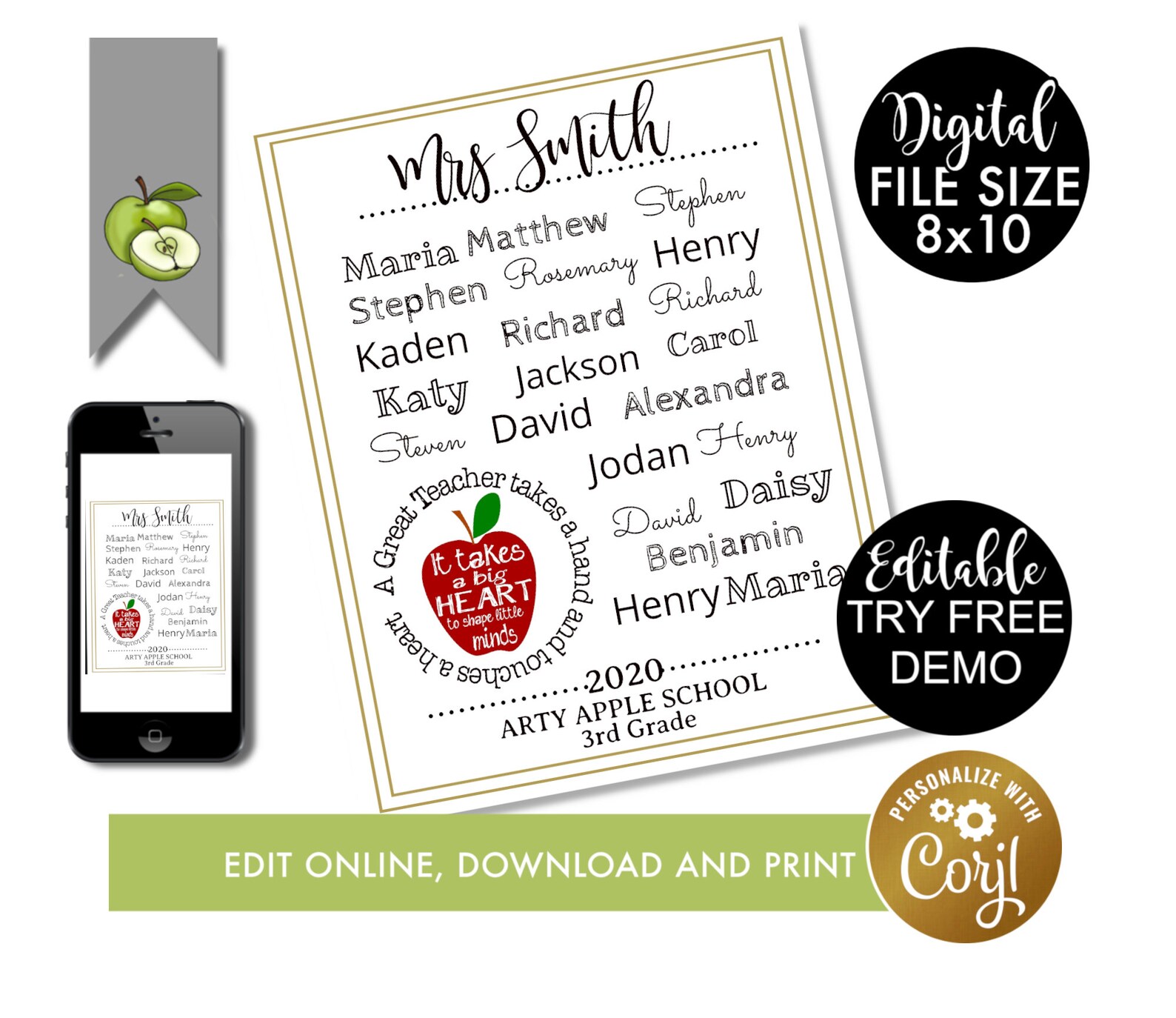 Editable class names Teacher gifts teacher Appreciation gift | Etsy