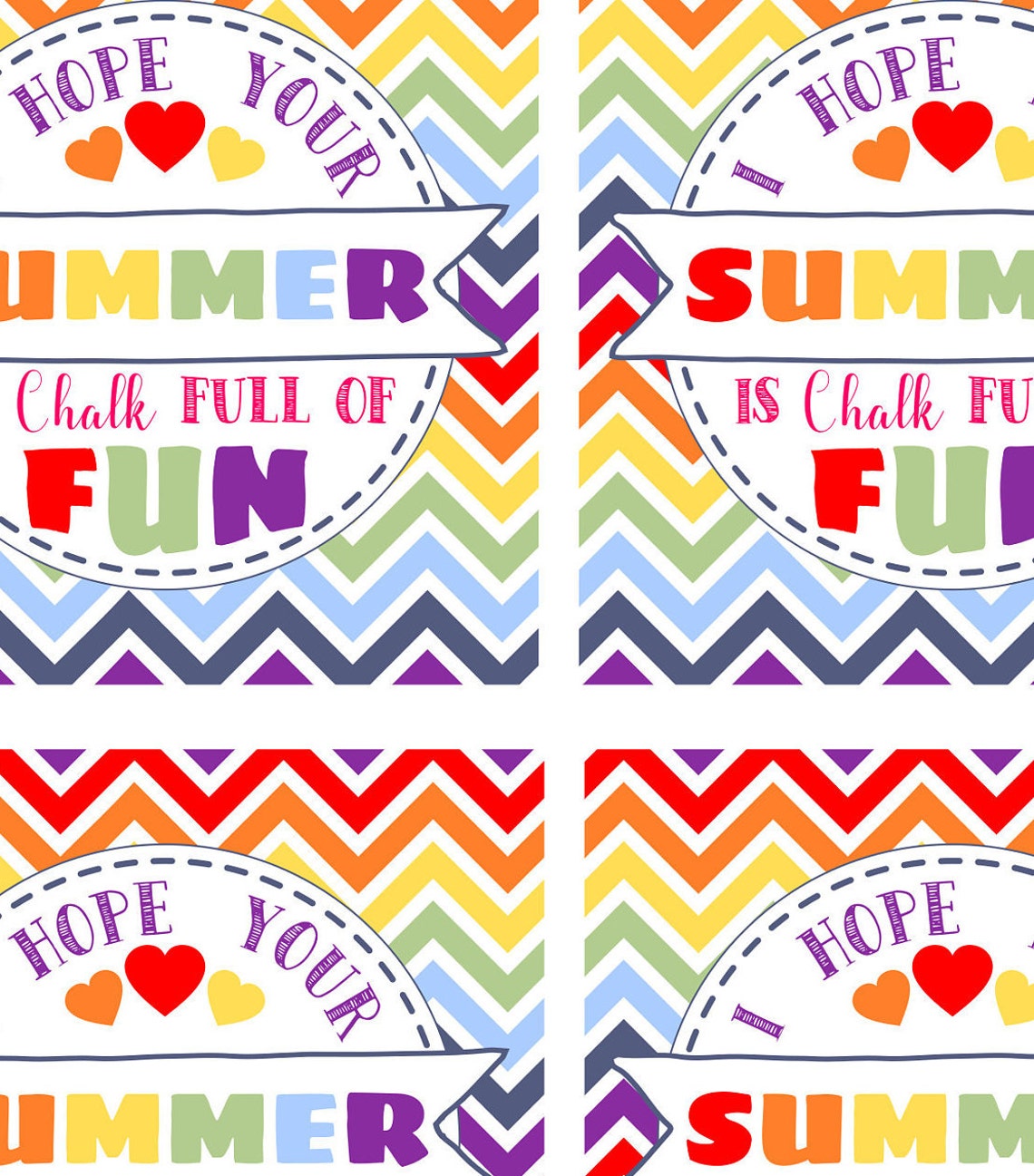 Summer Chalk Full of Fun Teacher Year End Tag Chalk Theme | Etsy