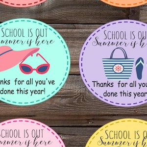 School Out for Summer Gift Tags Summer Sun Teacher Gift End - Etsy