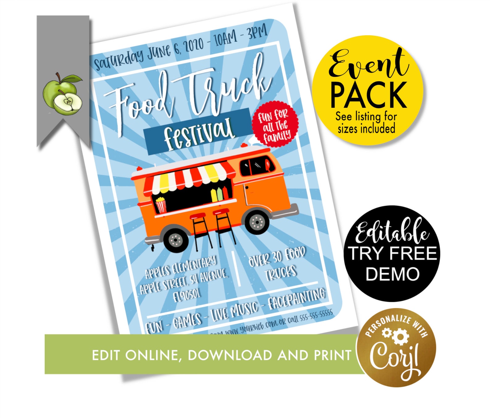 Editable Food Truck Theme Template Food Truck Festival Event - Etsy