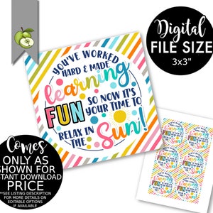 You Have Worked Hard Gift Tags, Made Learning Fun, Summer Sun, End of ...