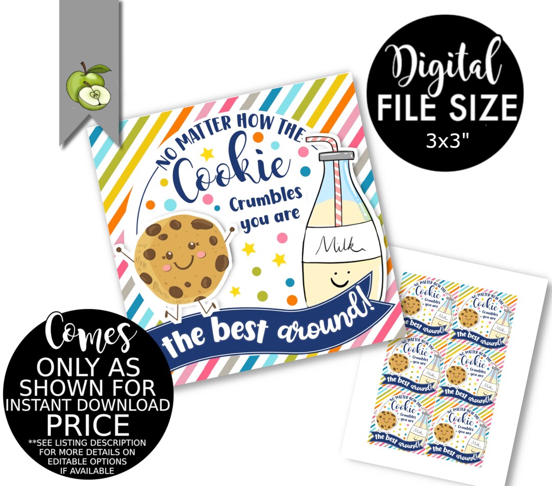 Cookie Thank You Gift Tag, Printable How the Cookie Crumbles Teacher ...