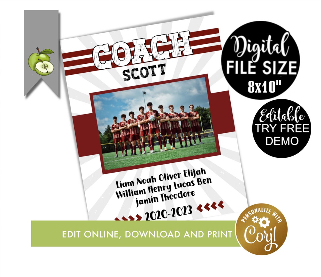 Editable Coach Photo Appreciation, Sport Retirement Sports Coach ...