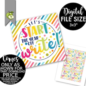 Let's Start the Year Write, Back to School Pencil Favor Gift Tag, Pen ...