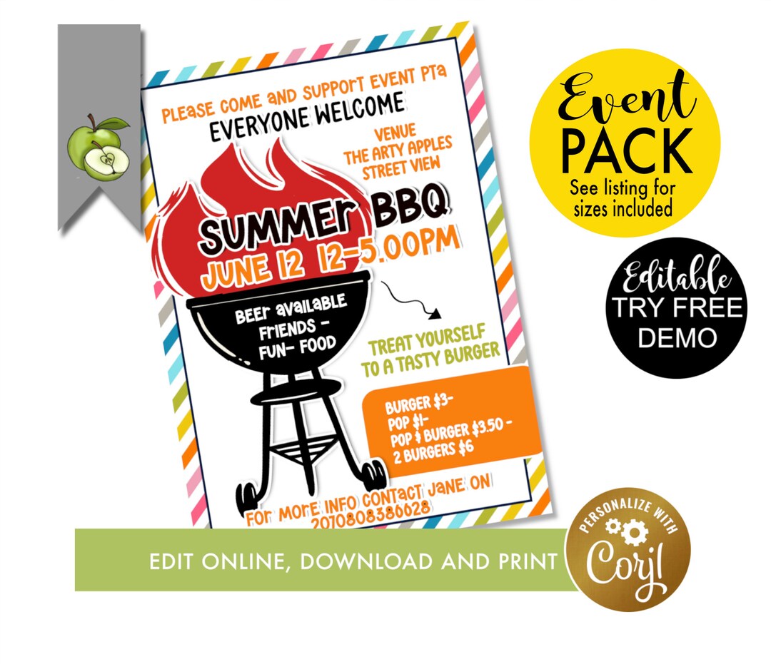 Editable BBQ Template, Bbq Theme Event Poster Template, Bbq Grill ...