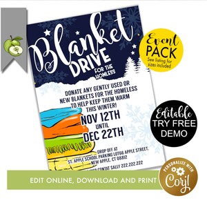 Editable Blanket Drive Poster Editable Blanket in Need - Etsy