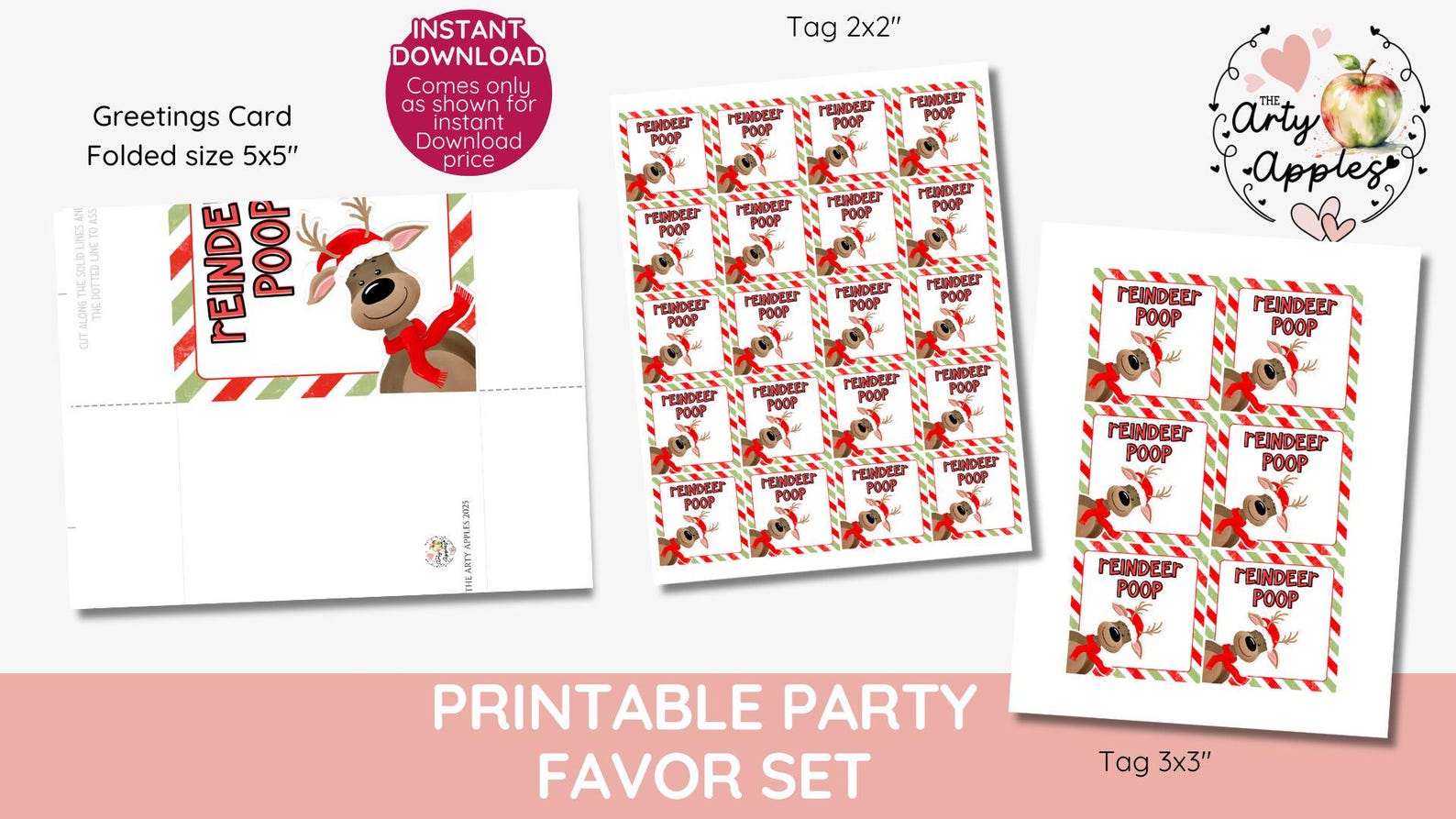 Reindeer Poop Printable: Bag Toppers, Tags & Card Christmas Eve Box ...