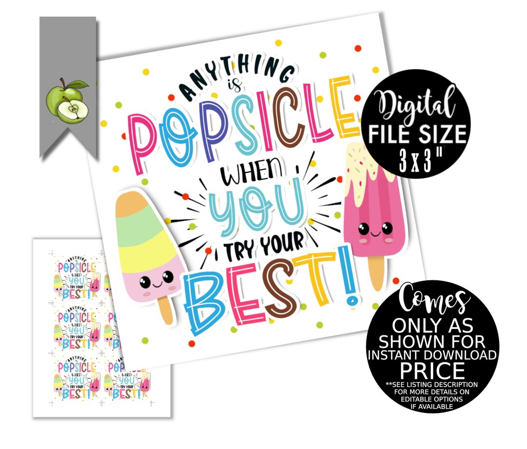 Anything is Popsicle When You Try Your Best! Sats Exam Test Gift Tag ...