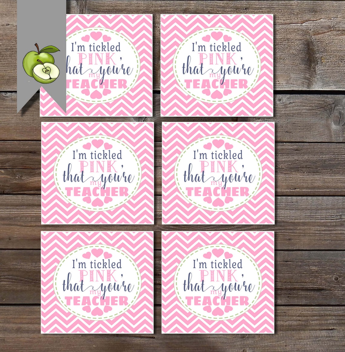 Tickled Pink Tags Teacher Gift Tags I'm Tickled Pink | Etsy