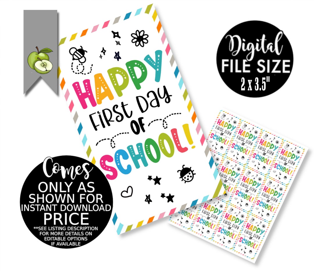 Happy First Day of School Gift Tag, Thank You, Class Gift Tag ...