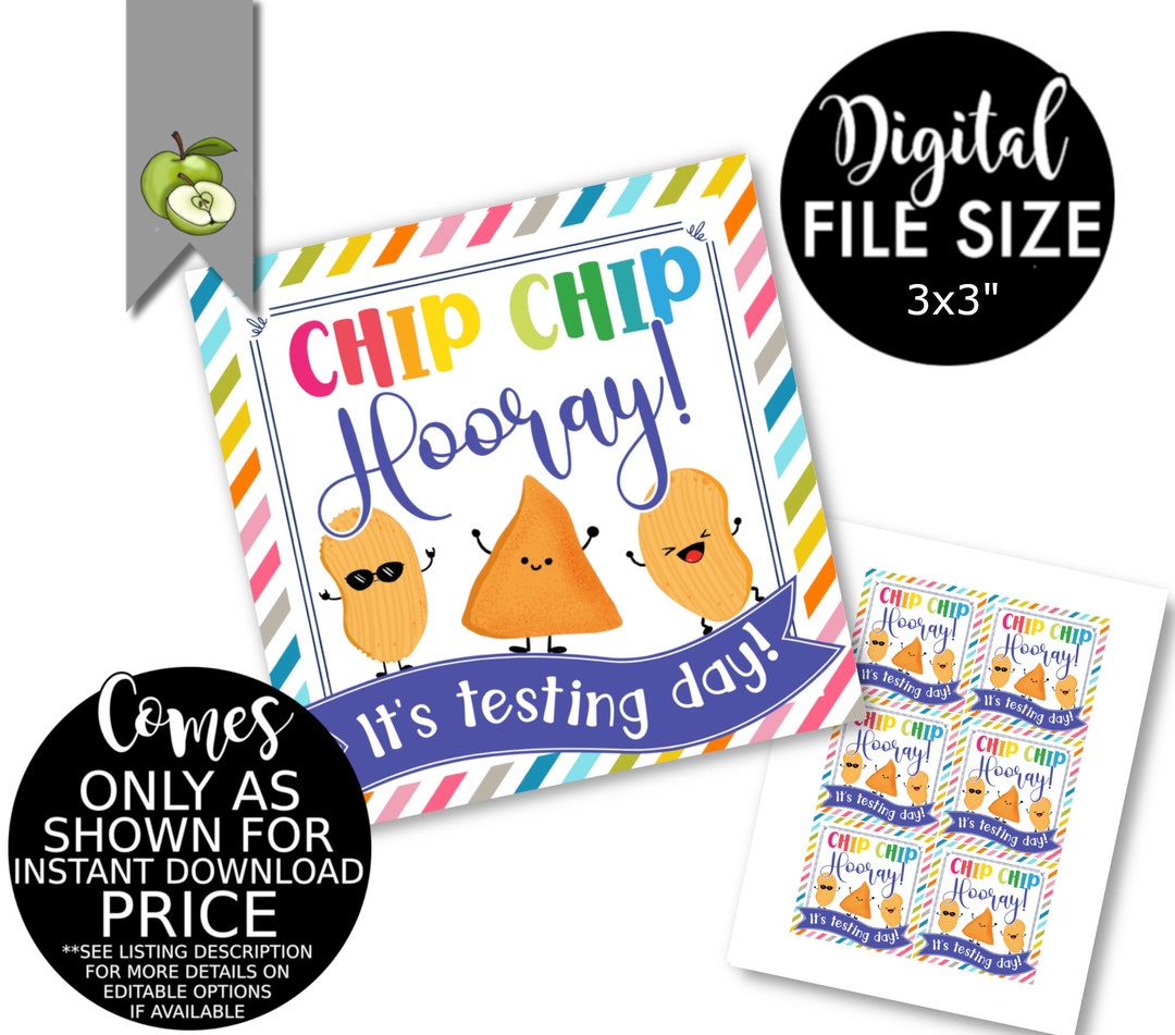 Chip Chip Hooray It's Testing Day Printable Gift Tag, Sats Teacher ...