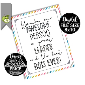 You're an Awesome Person and the Best Boss Ever Printable, Boss Day ...