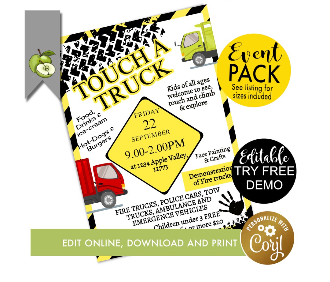 Editable Touch a Truck Flyer Fest Template, Template for a Touch a ...