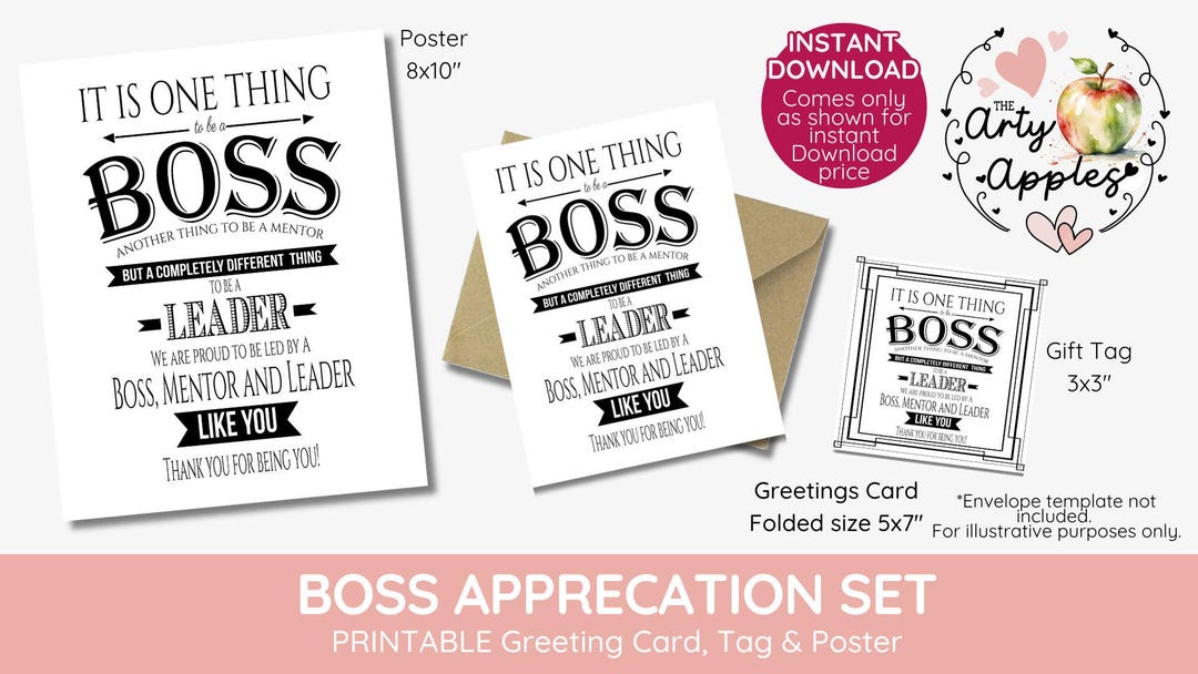 Boss Appreciation Day Boss Week, Award Gift Tag Card and Poster, Mentor ...