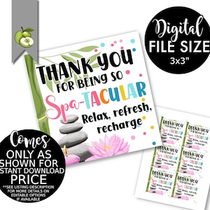 Spa Thank You Gift Tag, Spa Day, Treat Yourself, Teacher Appreciation ...