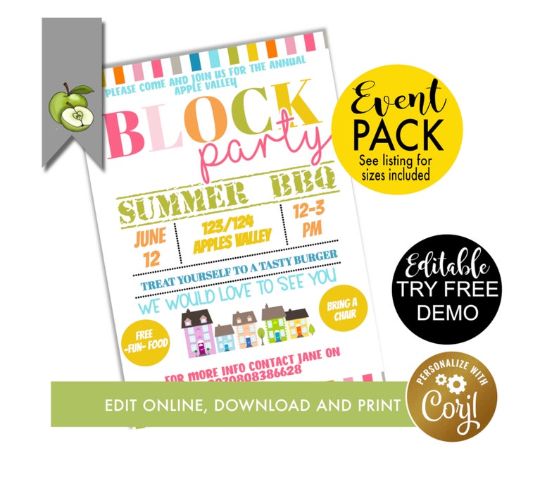 Editable Block Party Flyer Template Annual Block Party - Etsy