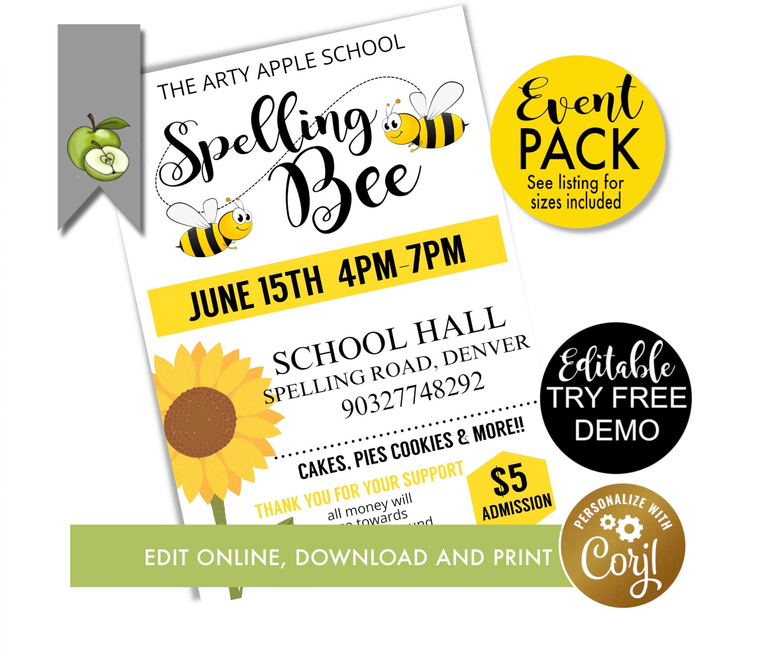 Editable Spelling Bee Event Spelling Bee Theme Event - Etsy