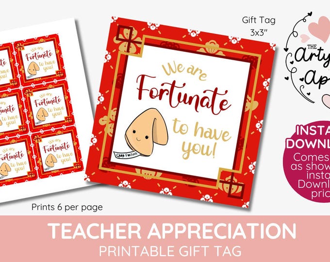 Fortune Cookie Thank You Gift Tags, Teacher Staff Nurse Employee ...