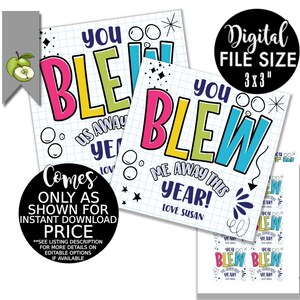 Blew Me Away, Summer Bubbles Gift Tag, Teacher Graduation Gift Tags ...