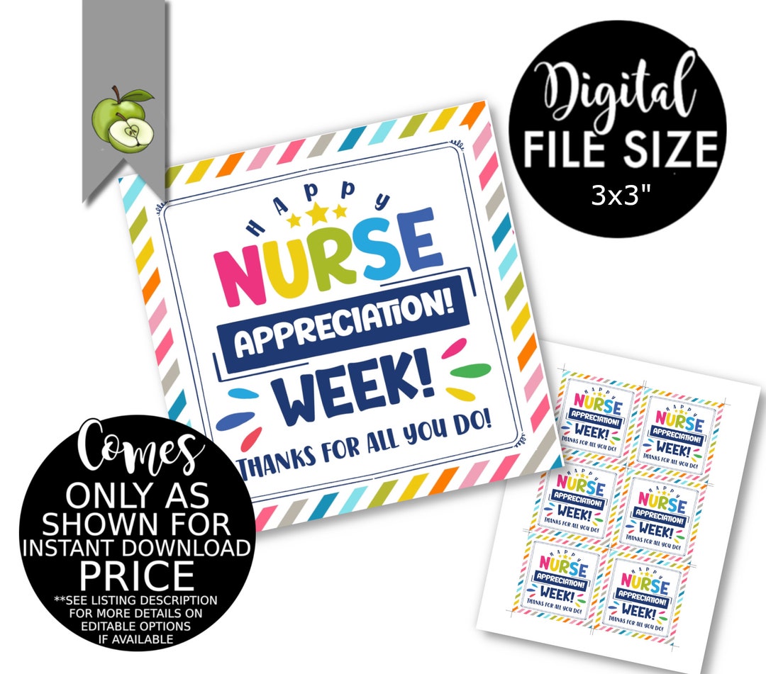 Happy Nurse Appreciation Week Thank You Gift Tag Card, Medical Hospital ...