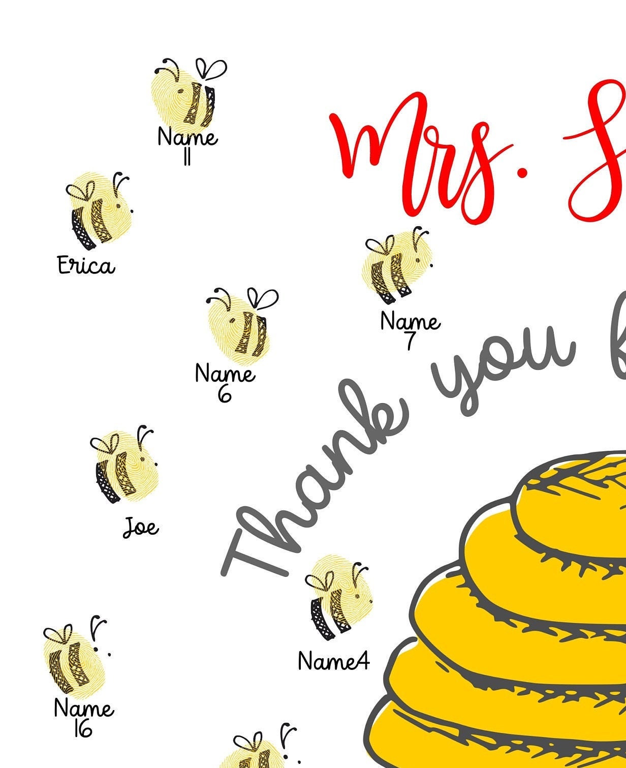 Teacher appreciation honey bee class gift preschool kids | Etsy