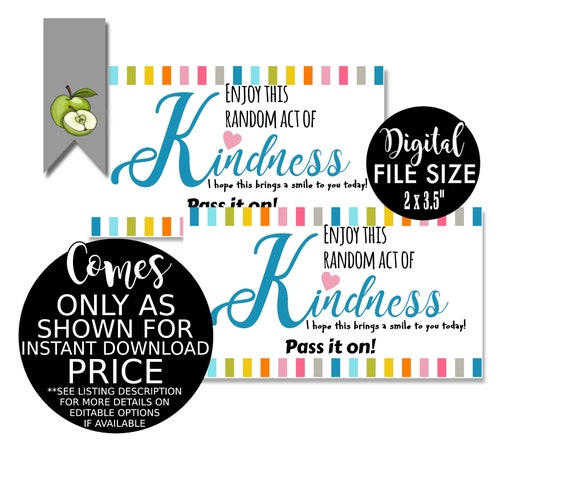 Random Act of Kindness Gift Tag Pencil Pass It Be Kind Pay - Etsy UK