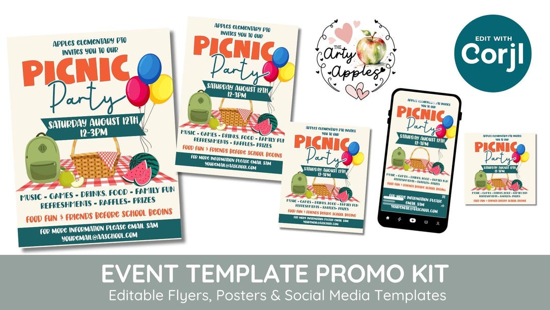 EDITABLE School Summer Picnic, PTO Fundraising, School Picnic Party ...