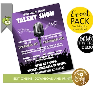Editable Talent Show Flyer Template, Template for a Talent Show ...
