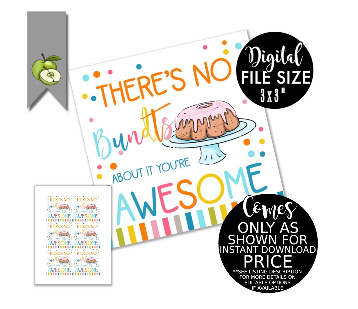 Bundts gift tag teacher staff Cake Appreciation Gift Tags | Etsy