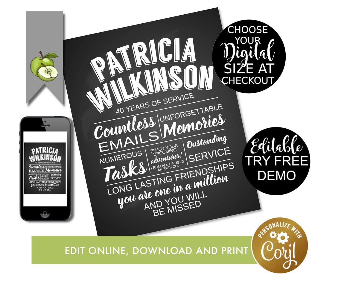 Editable Staff Retirement Gift Digital Download Printable - Etsy
