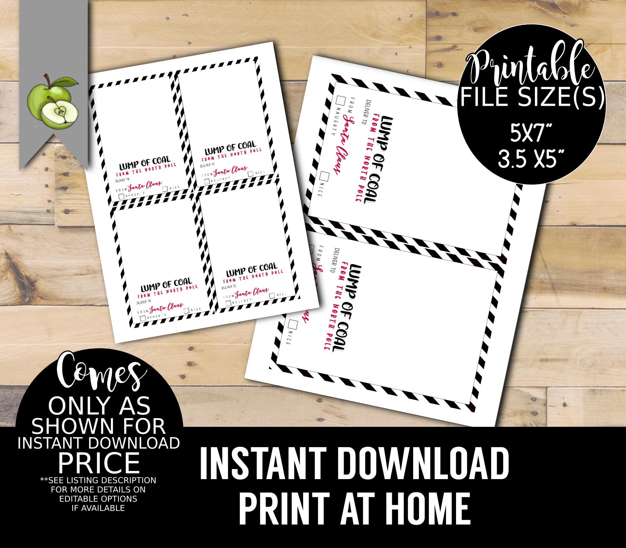 Christmas Coal Cookie Card, Cookie Presentation Card, Cookie Backer ...
