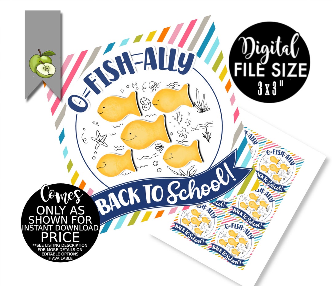 O-fish-ally Back to School Goldfish Crackers Cookie Tag - Etsy