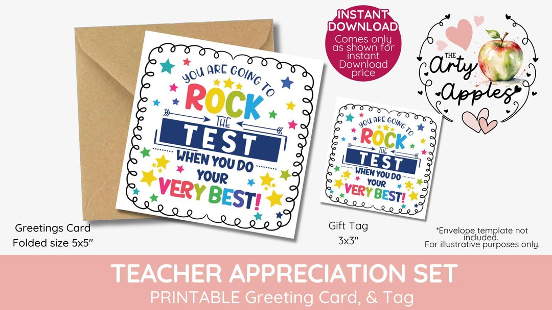 I Know You Will Rock the Test Gift Tag and Card, Sats Teacher Class ...
