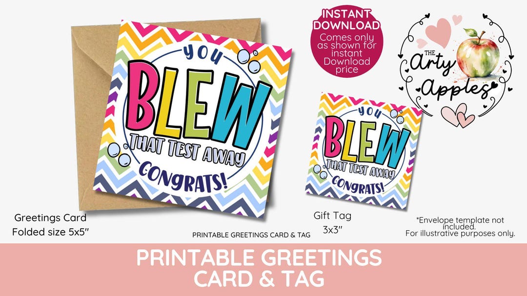 You Blew That Test Away Printable Gift Tag and Card, Bubbles Teacher ...