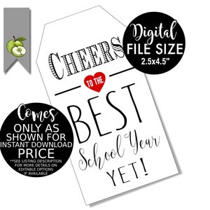 Cheers to the Best School Year yet Wine Gift Tags Cheers Tag | Etsy
