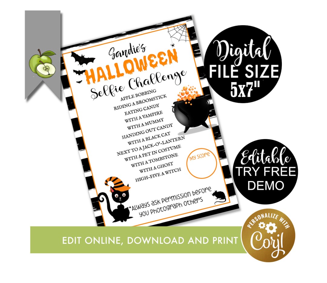 Editable Halloween Selfie Scavenger Hunt, HALLOWEEN Scavenger Game ...
