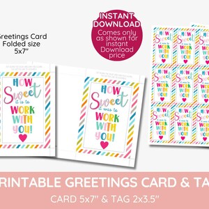 How Sweet It is to Work With You! Appreciation Gift Tag and Card, Great ...