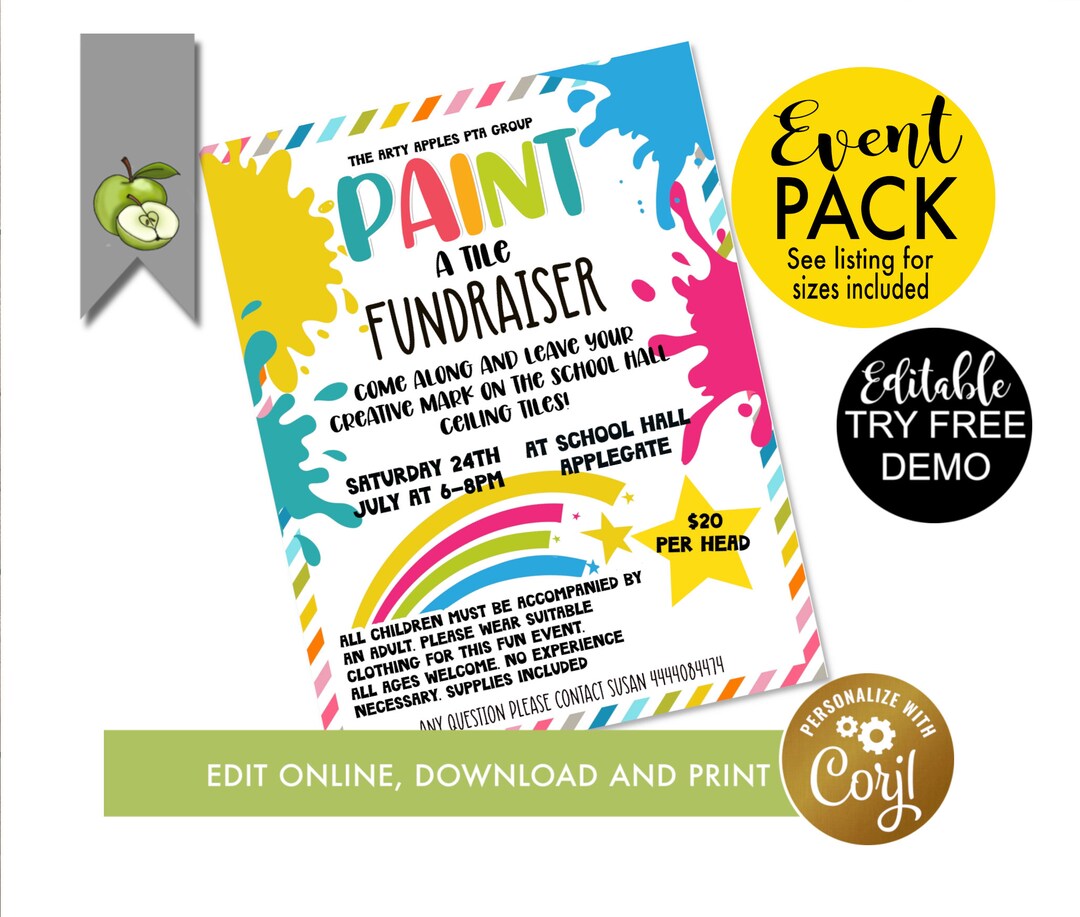 Editable Paint a Tile Template, Painting Theme, Paint Event Poster, Art ...