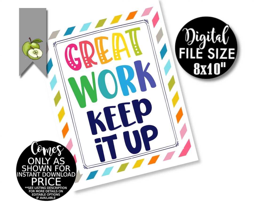 Great Work Keep It up Printable Sign, Admin Professional Week Staff ...