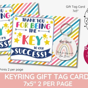 Editable Key to Our Success, Employee Gift Tags, Keyring Keychain Tag ...